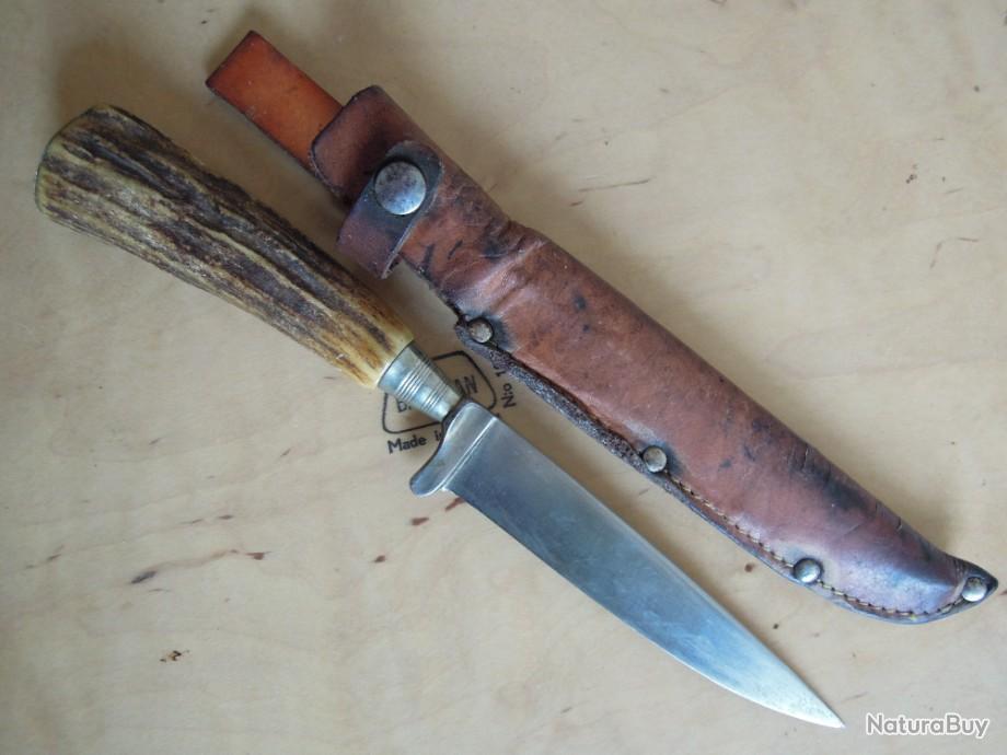 Solingen.Grand Nicker de combat,lame acier,manche cerf. Big German ...