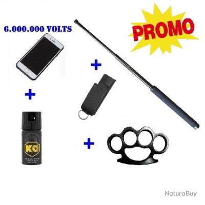 SHOCKER DEFENSE ÉLECTRIQUE SMARTPHONE 6S + MATRAQUE TELESCOPIQUE 53 CM+ ...