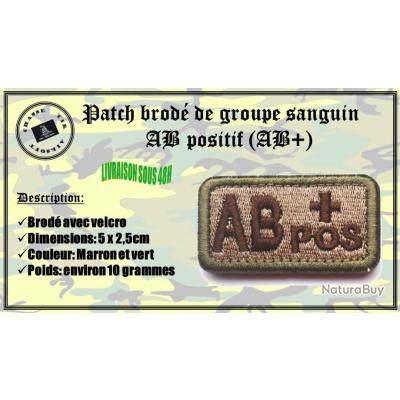Patch brodé de groupe sanguin AB positif (AB+) - Ecussons - Patch Airsoft (10423387)