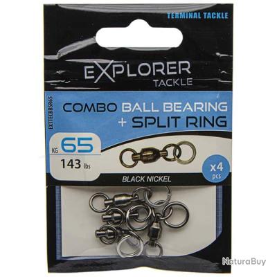 Combo Ball Bearing + Split Ring Explorer Tackle 65kg - Agrafes - Emerillons - Anneaux Brisés ...