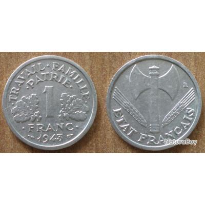 France 1 Franc 1943 Francisque Piece Aluminium Francs - Monnaies (10430504)
