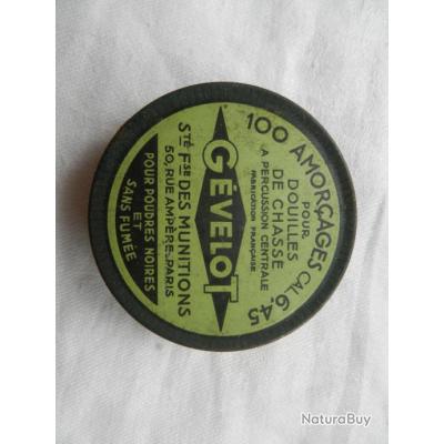 Gévelot - ancienne boîte métal de 100 amorçages calibre 6,45 - pour ...