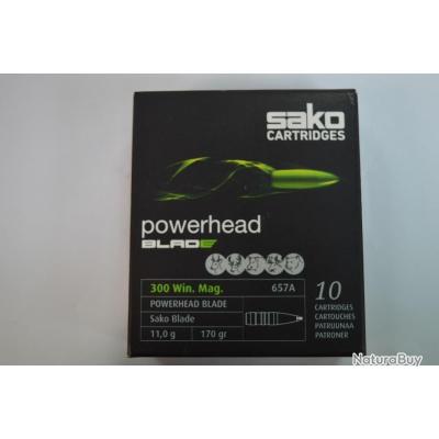 1 BOITE DE 10 BALLES SAKO CALIBRE 300 WM 170 GR/ 11 G POWER HEAD BLADE ...