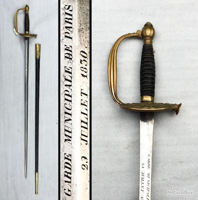 SUPERBE ET TRES RARE ÉPÉE / SABRE GARDE MUNICIPALE DE PARIS 29 juillet ...