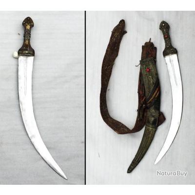 TRES RARE & SUBLIME ANCIEN SABRE COURT ISLAMIQUE, KHANDJAR, KINDJAL ...