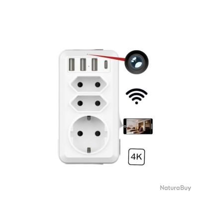 Bloc Multiprise caméra Ultra HD 4K WIFI avec Détection de mouvement et ...