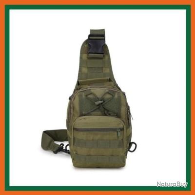 Sac à poitrine et dos tactique avec bandoulière - Vert armée ...