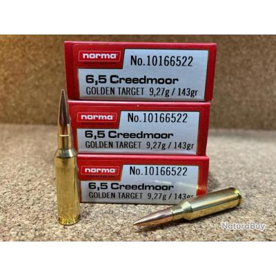 3 BOITES NORMA GOLDEN TARGET MATCH 6.5 Creedmoor 143 grains - Balles ...