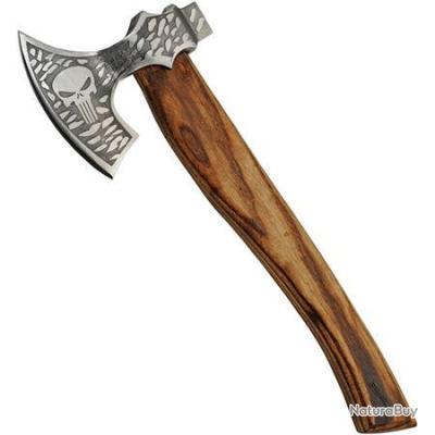 Hache Tomahawk Skull Broad Axe Lame Acier Inox Manche Bois Etui Cuir ...