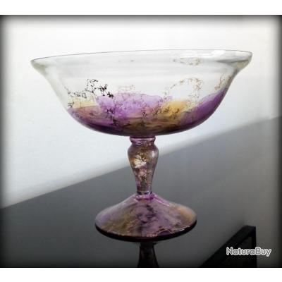 Charmante coupe à fruits en verre fumé et aux motifs floraux-Motifs ...