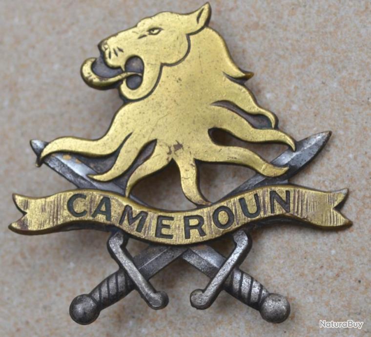 CAMEROUN, insigne béret Forces Armées Camerounaises,dos lisse embouti ...
