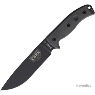 Couteau ESEE Model 6 Tactical Gray Lame Acier Carbone 1095 Manche Micarta Etui Abs Made USA ...