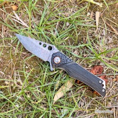 Petit couteau pliant de poche acier damas collection camping - Couteaux ...