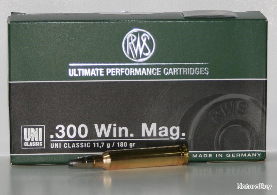 MUNITIONS RWS UNI CLASSIC 180GR CAL. 300 WIN MAG X20 - Balles Calibre ...