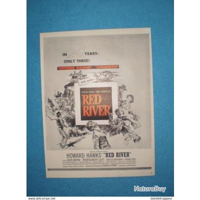 Page de publicité américaine pour RED RIVER , John WAYNE , Howard HAWKS ...