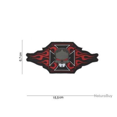 Patch 3D PVC Croix de Malte Enflamme (101 Inc) - Ecussons - Patch Airsoft (10832275)