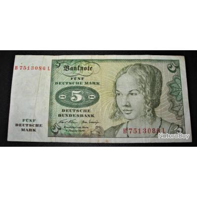 ALLEMAGNE 5 deutche mark 1970 ttb bank note - Monnaies (10838987)