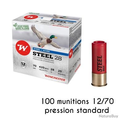 100 Winchester Steel 28g 12 70 pression standard - Cartouches acier et substitut calibre 12 ...