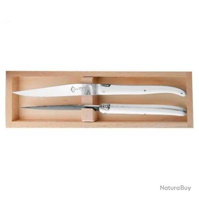 Coffret 2 Laguiole Table G. David POM blanc - Couteaux de table et de ...