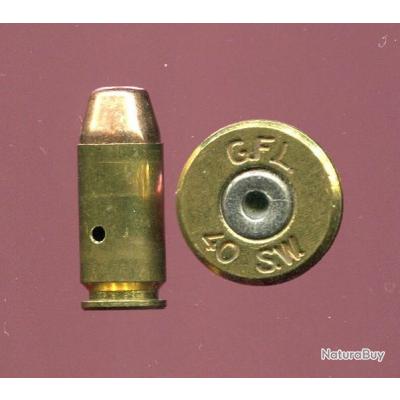 .40 S&W Auto - balle cuivre méplate - étui laiton de 21.5 mm - marquage ...