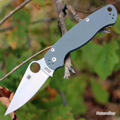 Couteau Spyderco Paramilitary 2 Lame Acier Maxamet Satin Manche G10 ...
