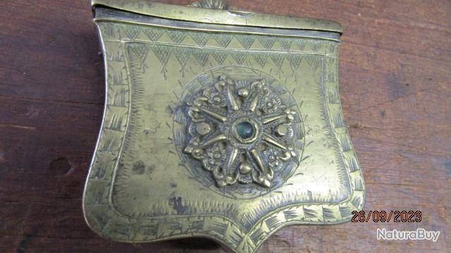 Cartouchière boite amorce plomb chasse Turc Ottomane pierre verte ...