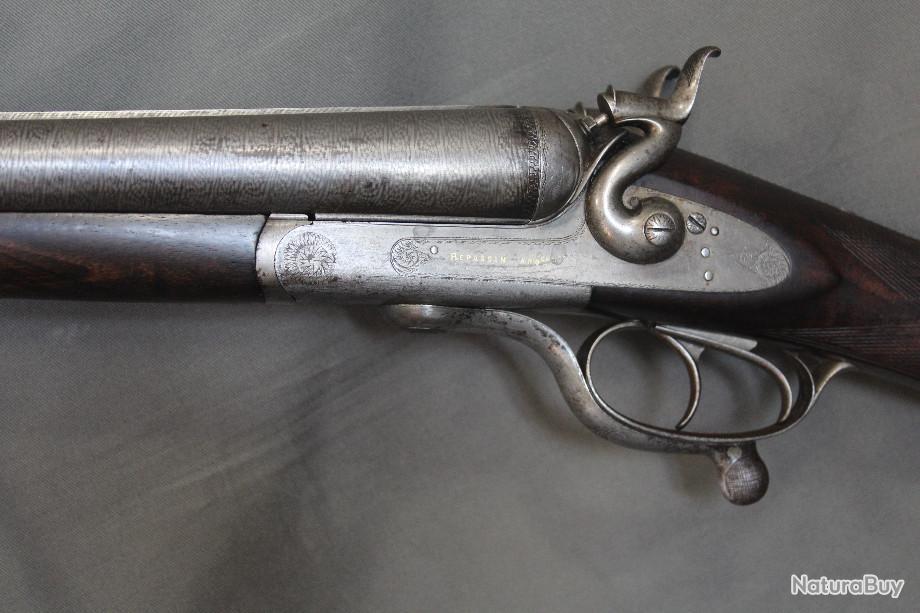 Fusil chasse à canons juxtaposés calibre 10 à percussion centrale et ...