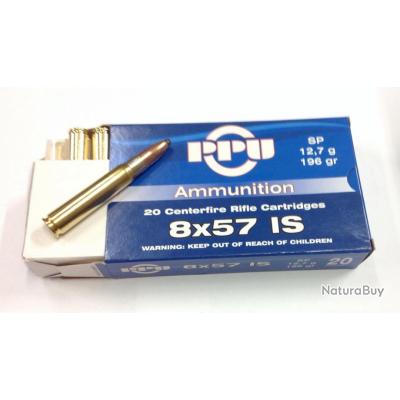 Cartouches PPU Calibre 8x57 IS SP - 196gr - 12,7g - Boite de 20 unités ...