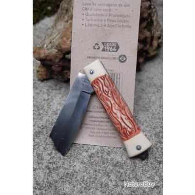 Couteau CIMO Slip Joint Lame Acier Carbone Manche Imitation Bois de ...