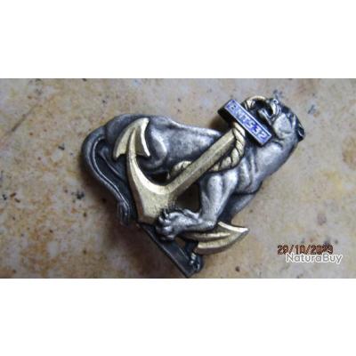 Insigne 32° Bataillon de Marche de Tirailleurs Sénégalais ARGENT Drago dépo Indochine Extrème ...