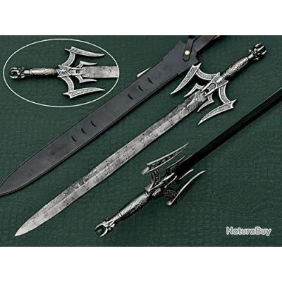 Épée barbare médiévale - lame en acier de Damas de 93.98 cm de long ...