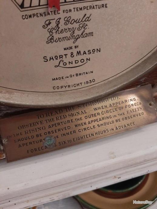 Grand prédicateur de tempête 1930 anglais. Stormoguide baromètre ...