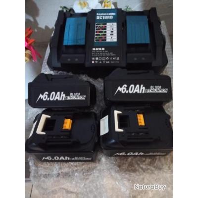 Lot un double chargeur 6A et 4 batteries 18V 6000mHa pour machine ...