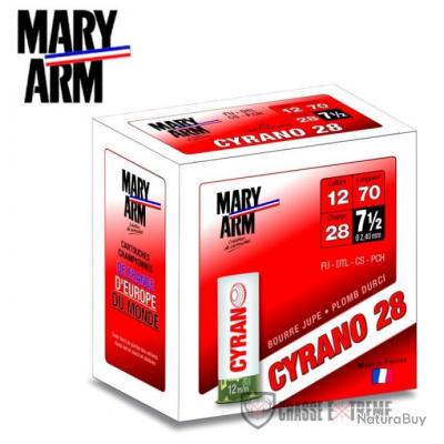 25 Cartouche MARY ARM Cyrano 28g Cal 12/70 Pb 7.5 - Cartouches calibre 12 bourre jupe (11191049)