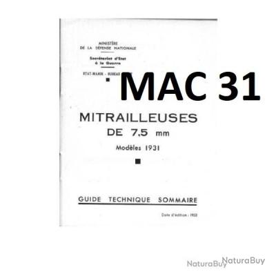 Notice mitrailleuse MAC 31 en FRANCAIS (envoi par mail) - VENDU PAR ...