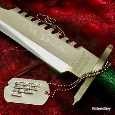 Le Couteau RAMBO ex-1438/5000 + plaque DOG TAG US.Army Collector ...