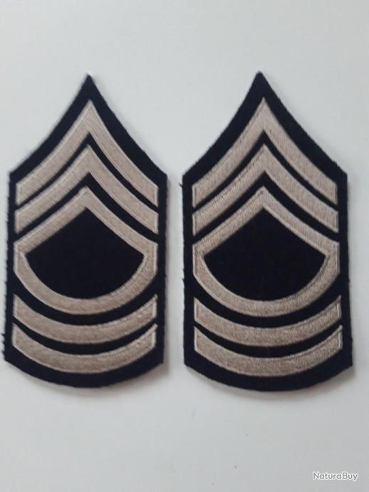 PAIRE D INSIGNES DU GRADE DE MASTER SERGEANT U.S.MODELE BEIGE ...