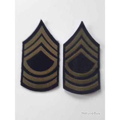 PAIRE D INSIGNES DU GRADE DE MASTER SERGEANT U.S.MODELE OLIVE ...