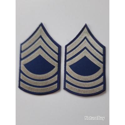 PAIRE D INSIGNES DU GRADE DE MASTER SERGEANT U.S.MODELE BEIGE ,FOND ...