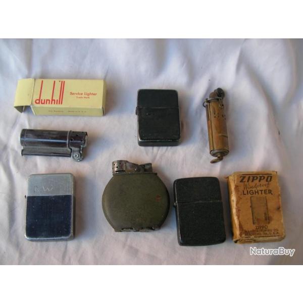 WW2 LOT DE 6 BRIQUETS/ZIPPOS AMÉRICAIN EVANS DUNHILL ZIPPO US RARE ...