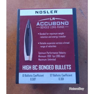 100 ogives NOSLER ACCUBOND LR (Long Range) Cal 30 (.308") 190 grains - Ogives (11715787)