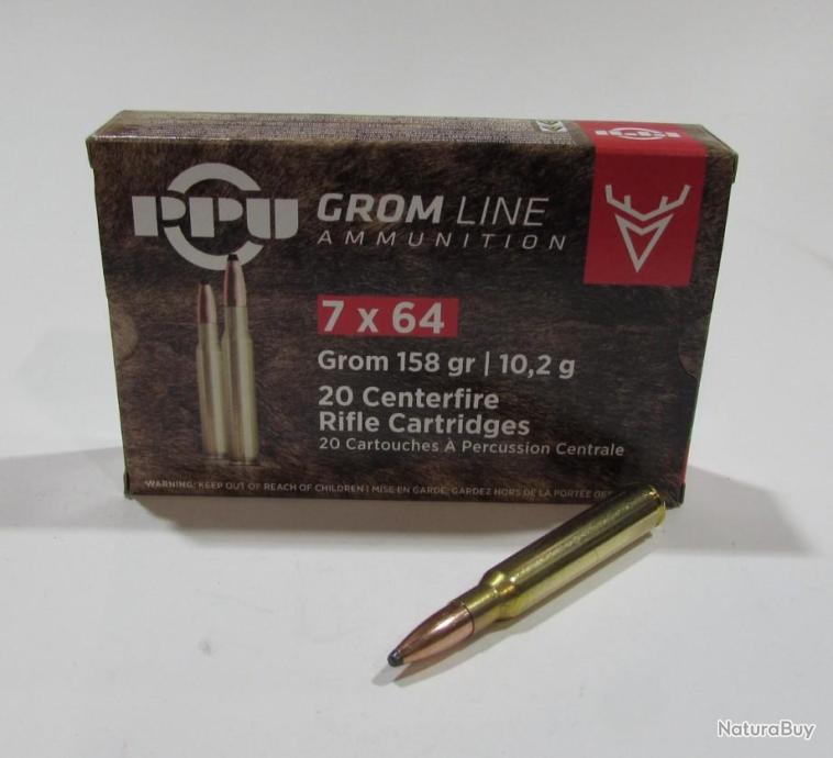 2 boites 20 cartouches calibre 7x64, Partizan Grom 158 grains - Balles ...