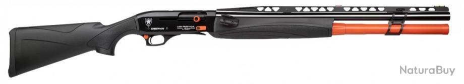 Fusil semi-auto Derya lion practical noir/orange cal.12/76 8+1cps canon 61cm - Fusils semi ...