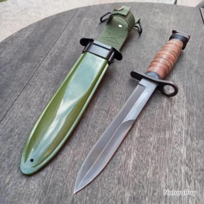 Joli Couteau de Combat BAILLONNETTE Manche en Cuir avec Fourreau ...