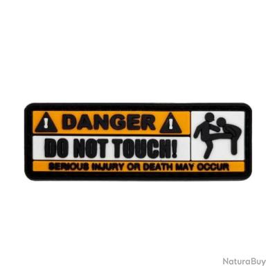 Patch PVC - DANGER DO NOT TOUCH - Orange et blanc - Patchs et écussons tactiques et sécurité ...