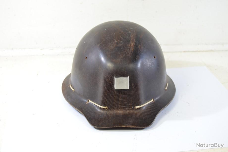 Ancien casque de mineur en fibre textolite Alsthom avec support de ...