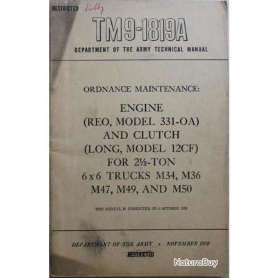 Manual TM9-1819A : Engine and Clutch for 2(1/2)-Ton M34 M36, M47, M49 and M50 - Livres ...