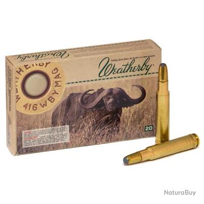 MUNITIONS WEATHERBY Calibre 416 WEATHERBY 400gr RN HORNADY 20 - Balles ...