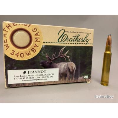 Munitions WEATHERBY Cal. 340 WEATHERBY MAGNUM 250 grain (boîte de 20 ...