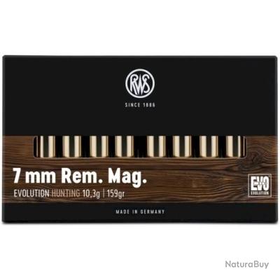 RWS Cal.7mm Rem. Mag. EVO 10.3g 159 gr boite de 20 munitions - Balles ...